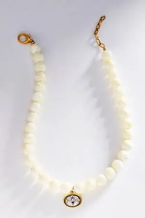 Anthropologie Alv Jewels Blanc Naples Beaded Necklace - White