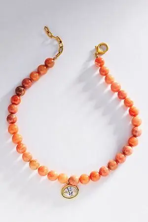 ALV JEWELS Naples Charm Beaded Necklace - Peach