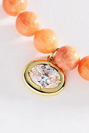 ALV JEWELS Naples Charm Beaded Necklace - Peach