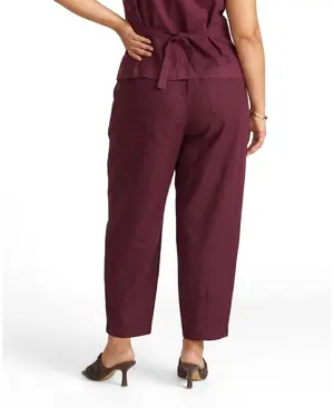 Universal Standard Plus Lou Barrel Leg Linen Pants - Acai
