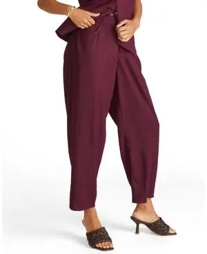 Universal Standard Plus Lou Barrel Leg Linen Pants - Acai