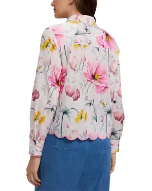 Foxcroft Scarlett Scalloped Hem Shirt