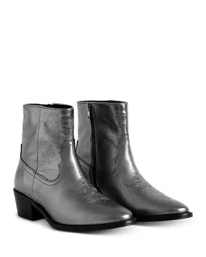 Zadig&Voltaire Tex Low Metallic Leather Ankle Boots