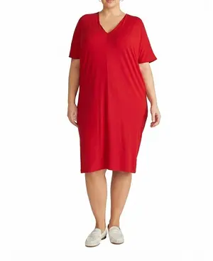 Universal Standard Universal Standard Liquid Jersey V-Neck Dress Red