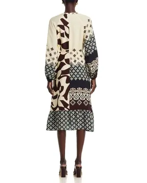 T Tahari Split Neck A Line Dress