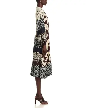 T Tahari Split Neck A Line Dress