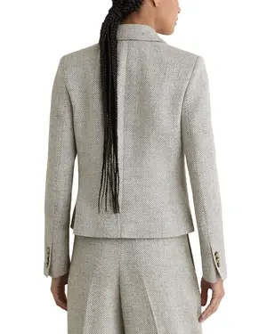 REISS Ezra Herringbone Cropped Blazer