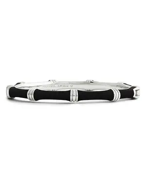 ANABEL ARAM Enamel Bamboo Hinged Bangle Bracelet - Silver/black