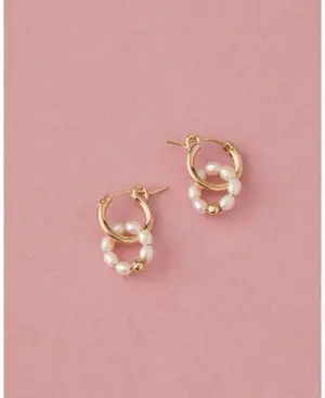 SET & STONES Pearl Halo Hoops