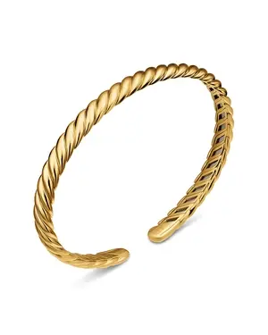 David Yurman Sculpted Cable Flex Bracelet In 18k Yellow 5mm - Gold