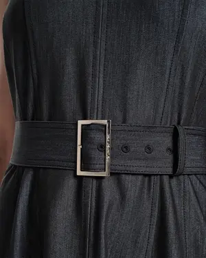 Karl Lagerfeld Paris Sleeveless Belted Denim Midi Dress