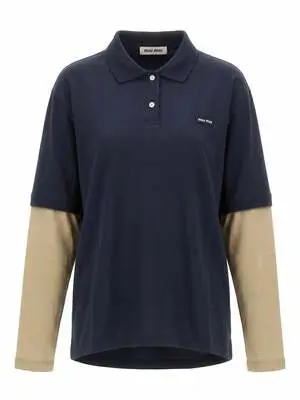 Miu Miu Polo Shirt With Jersey Sleeves - Multicolor