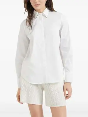 Brunello Cucinelli Cotton Shirt With Monili Trim - Multicolor