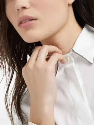 Brunello Cucinelli Cotton Shirt With Monili Trim - Multicolor