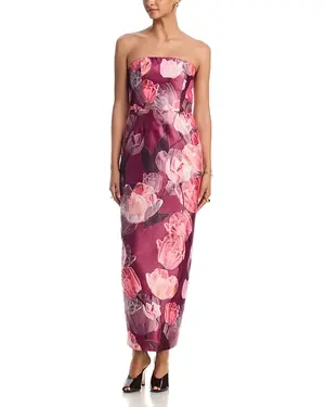 MILLY Orion Tulip Brocade Dress - Red Multi
