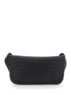 Bottega Veneta Veneto' Black Crossbody Bag With Intreccio Motif On The Front And Adjustable Shoulder Strap In Leather For - Multicolor
