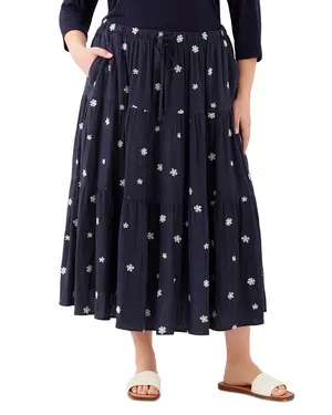 Karen Kane Embroidered Tiered Midi Skirt