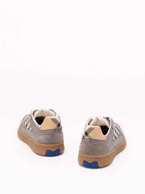 Burberry Calf Leather Sneakers With Checked Detail - Multicolor