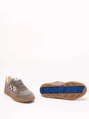 Burberry Calf Leather Sneakers With Checked Detail - Multicolor