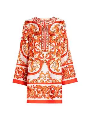 Dolce & Gabbana Maiolica-print Silk Dress - Multicolor