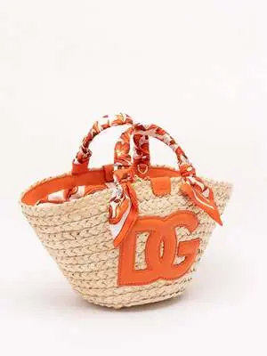 Dolce & Gabbana Raffia Coffa Bag With Dg Applique