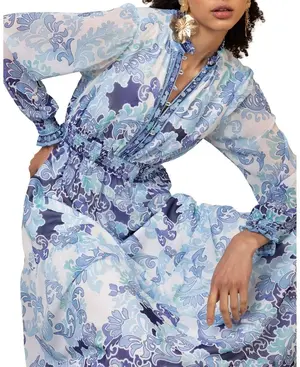 Hale Bob Bertille Chiffon Maxi Dress - Blue