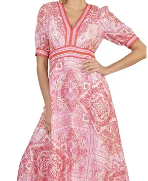 Hale Bob Ginevra Linen Maxi Dress - Red