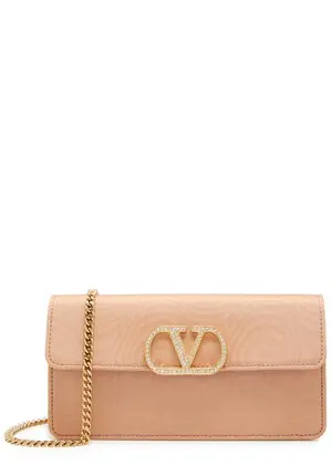 Valentino Garavani Vlogo Moiré Wallet-on-chain - Rose