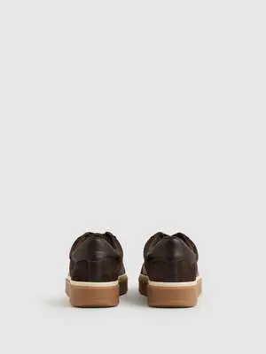 REISS Lizzie Suede Low-top Trainers - Chocolate