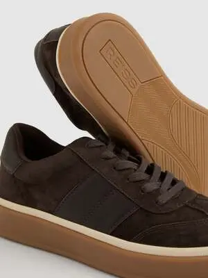 REISS Lizzie Suede Low-top Trainers - Chocolate