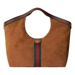 Gucci Giglio Suede Tote Bag - Brown
