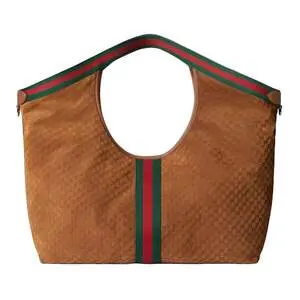 Gucci Giglio Suede Tote Bag - Brown