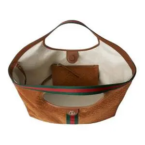 Gucci Giglio Suede Tote Bag - Brown