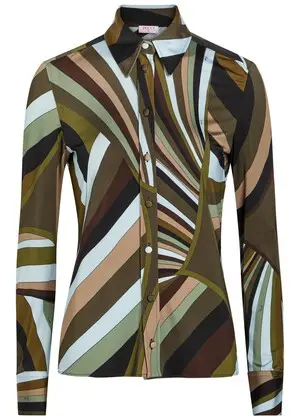 Emilio Pucci Printed Satin-jersey Shirt - Multicoloured