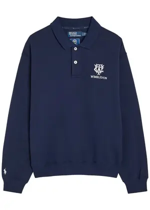 Polo Ralph Lauren Embroidered Cotton-blend Polo Sweatshirt - Navy