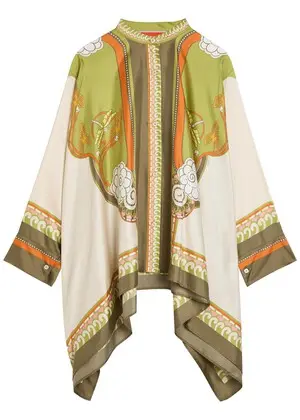 La DoubleJ LA DOUBLE J Printed Asymmetric Silk Shirt Multicoloured