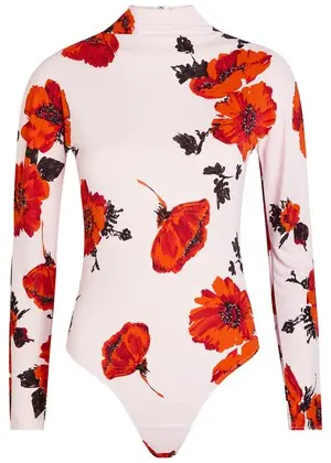 Alaïa Floral-print Stretch-jersey Bodysuit