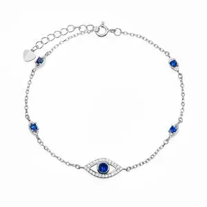 KYLIE HARPER Sapphire Evil Eye Station Bracelet In Sterling