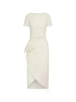Oscar De La Renta Drape-detail Wool Dress - Neutrals