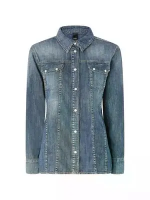 Pinko Washed-effect Button-down Shirt - Blue