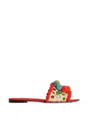 Dolce & Gabbana Bianca Pom-pom Slippers