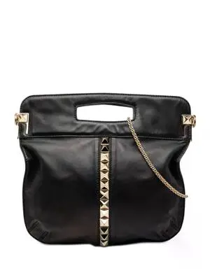 Valentino Garavani 2000-2017 Smooth Calfskin Rockstud Cut Out Handle Satchel - Black