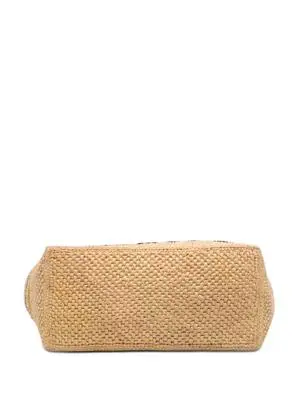 Loewe 2023 Paulas Ibiza Medium Raffia Striped Font Tote Satchel