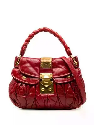 Miu Miu 2000-2010 Matelasse Nappa Coffer Satchel - Red