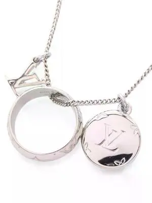 LOUIS VUITTON Monogrammed Pendant Necklace - Silver