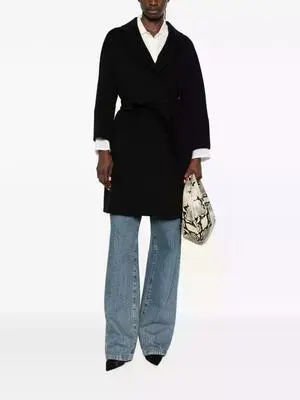 Max Mara Arona Belted Notch-lapel Coat - Black