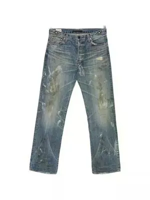 Mastercraft Union Distressed Paint-splatter Jeans - Blue