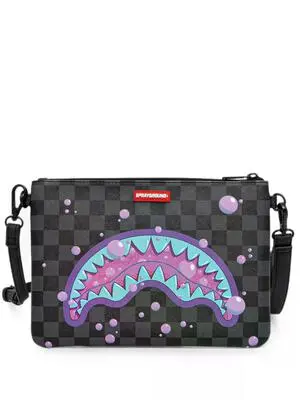 SPRAYGROUND Purple Slime Checkered Shark-mouth Clutch Bag