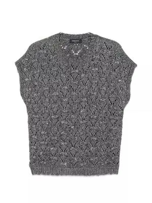 Fabiana Filippi Open-knit Cap-sleeve Sweater - Grey