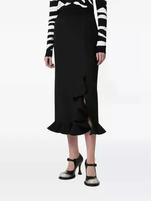 Moschino Asymmetric Ruffle Trim Skirt - Black